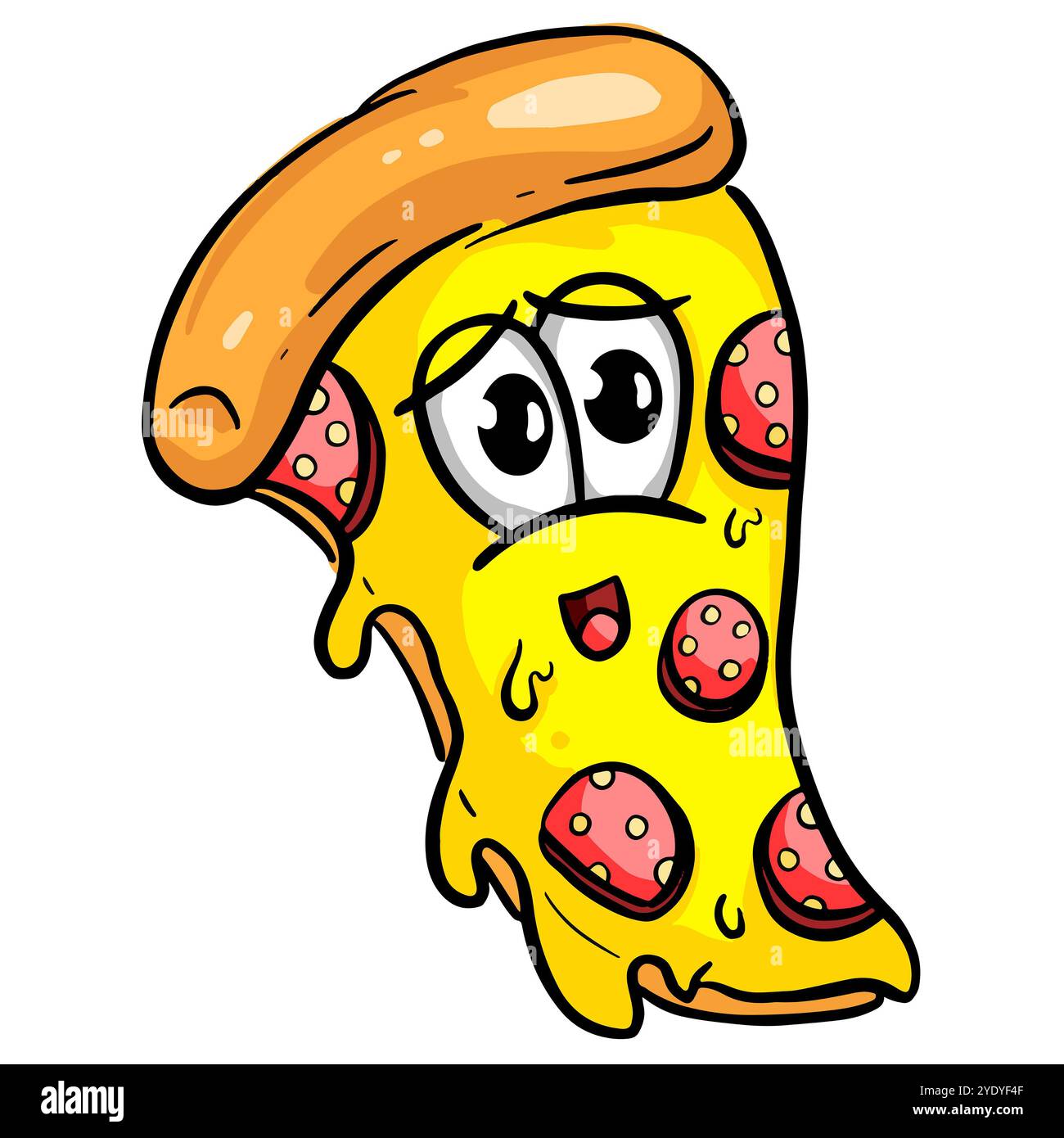 Cartoon Pizza Character Cheese and Pepperoni Slice Illustration Stock ...