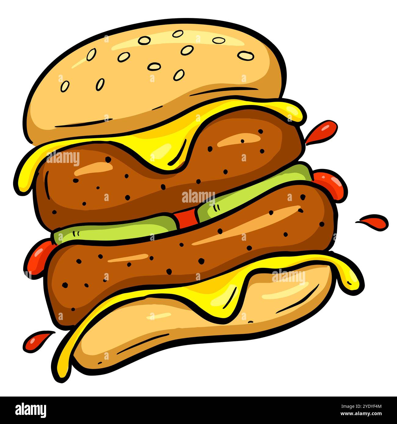 Funny Cartoon Beef Burger Or Cheeseburger Logo Illustaration Stock ...