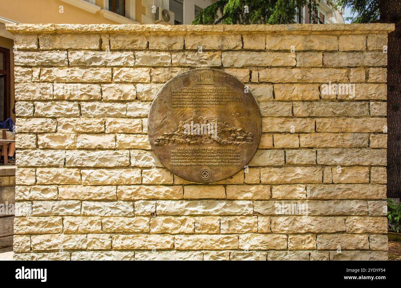 The UNESCO World Heritage Site inscription plaque in the historic ...