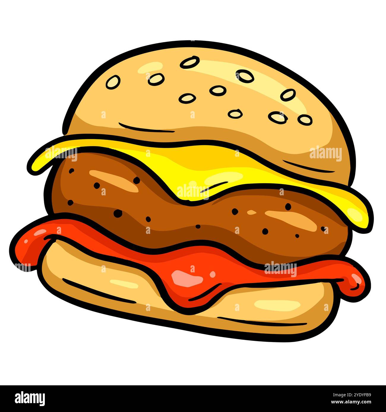 Funny Cartoon Beef Burger Or Cheeseburger Logo Illustaration Stock ...