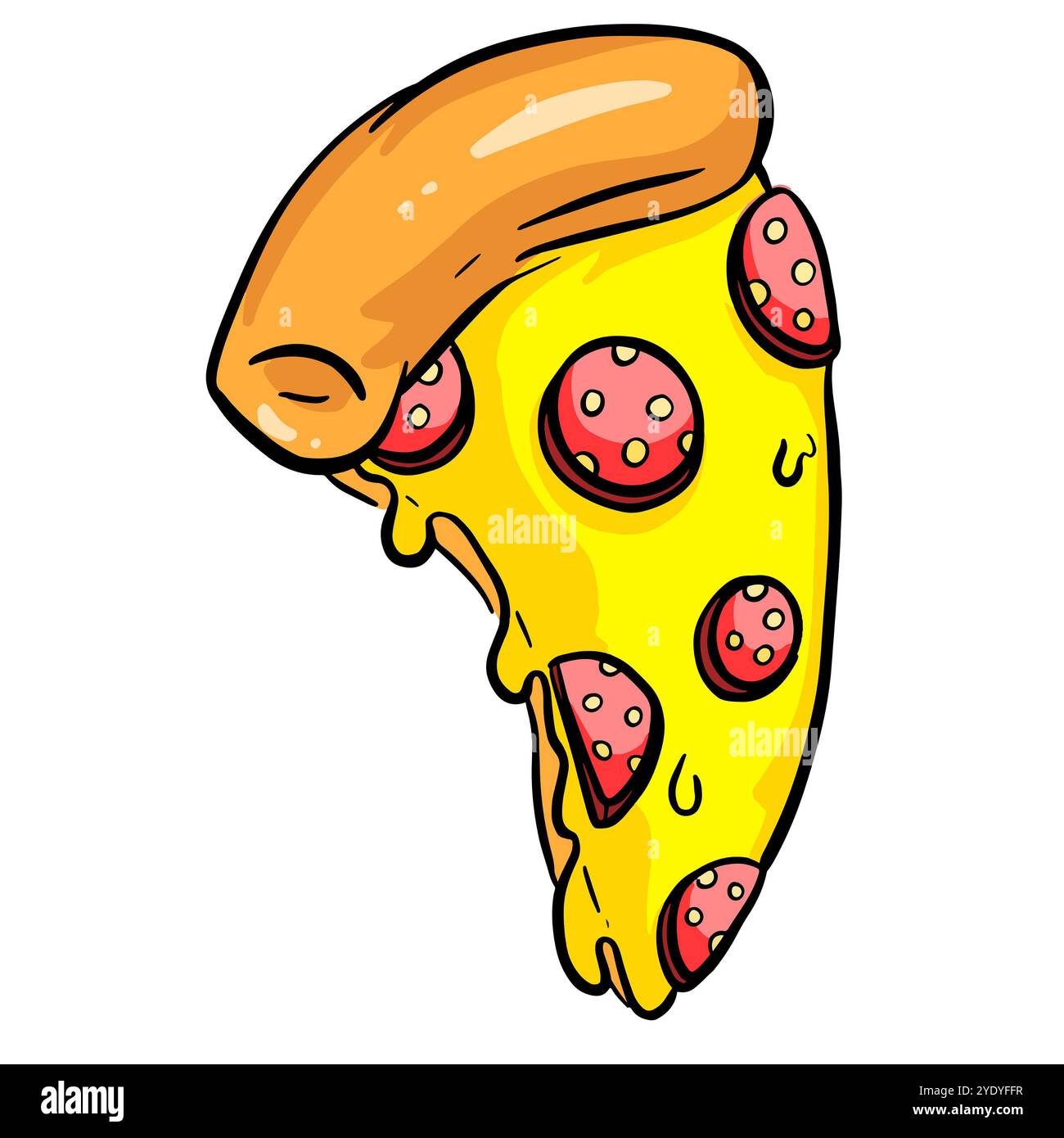 Cartoon Pizza Character Cheese and Pepperoni Slice Illustration Stock ...