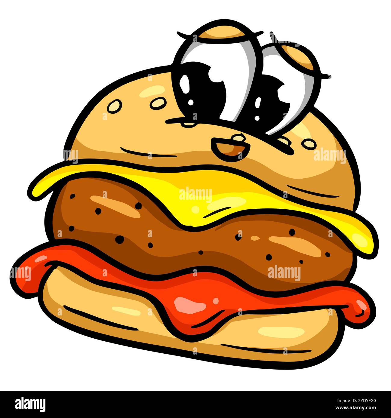 Funny Cartoon Beef Burger Or Cheeseburger Logo Illustaration Stock ...