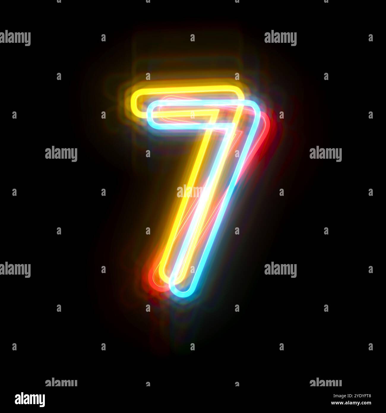 Three colors neon font Number 7 SEVEN 3D rendering illustration ...