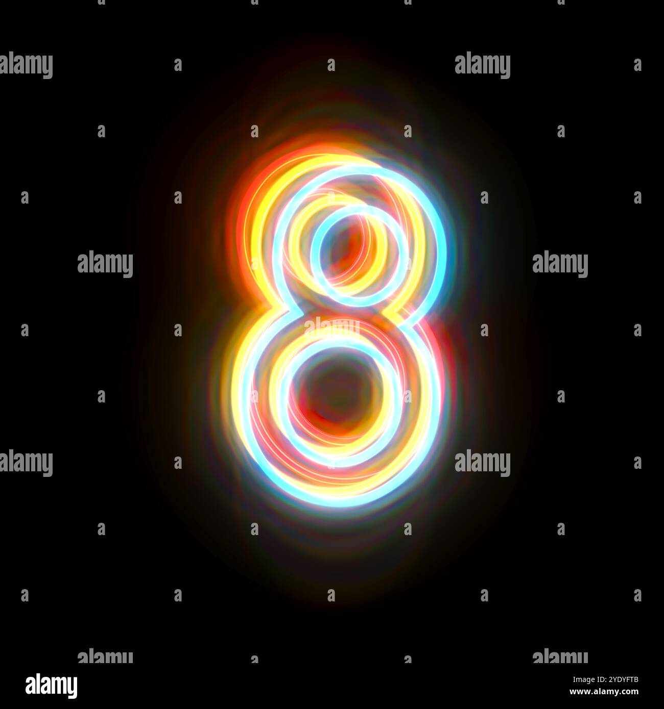 Three colors neon font Number 8 EIGHT 3D rendering illustration ...