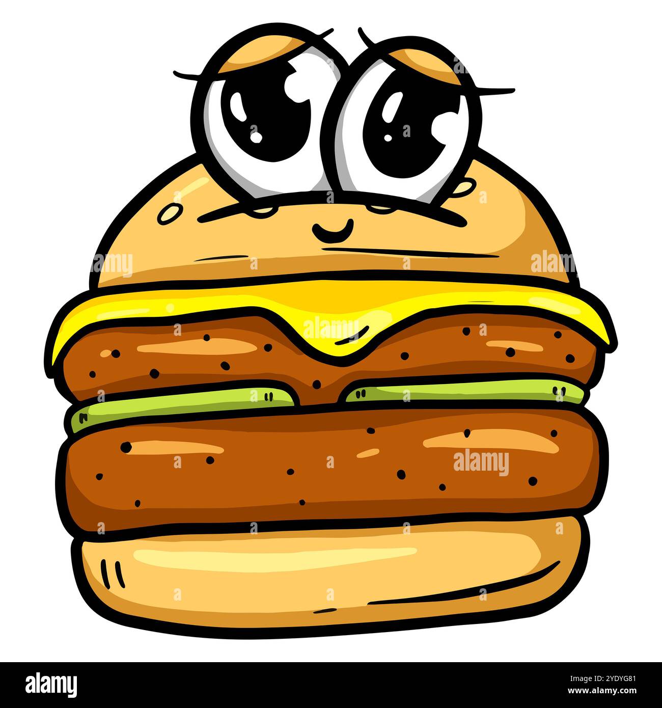 Funny Cartoon Beef Burger Or Cheeseburger Logo Illustaration Stock ...