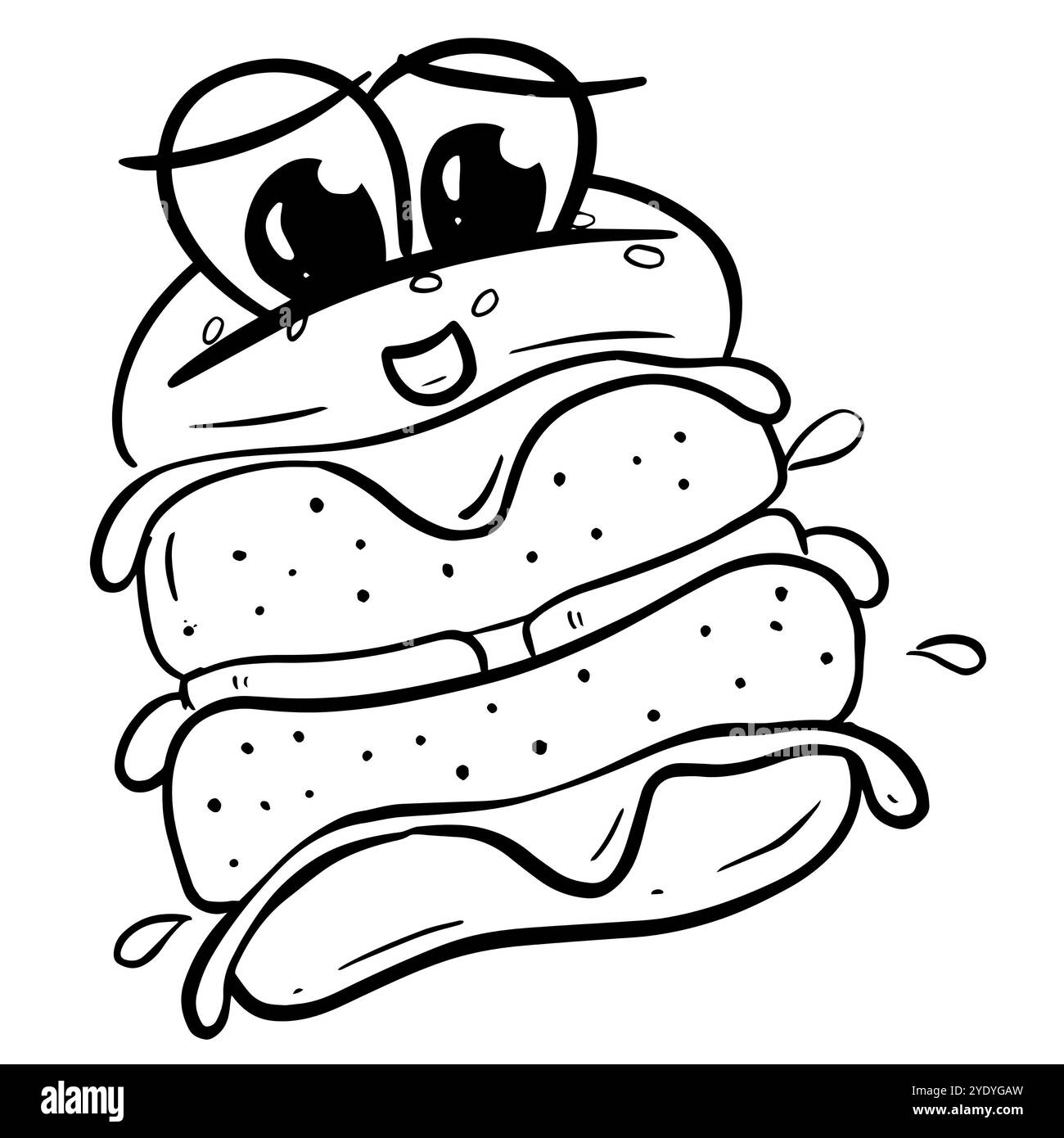 Funny Cartoon Beef Burger Or Cheeseburger Logo Illustaration Stock ...