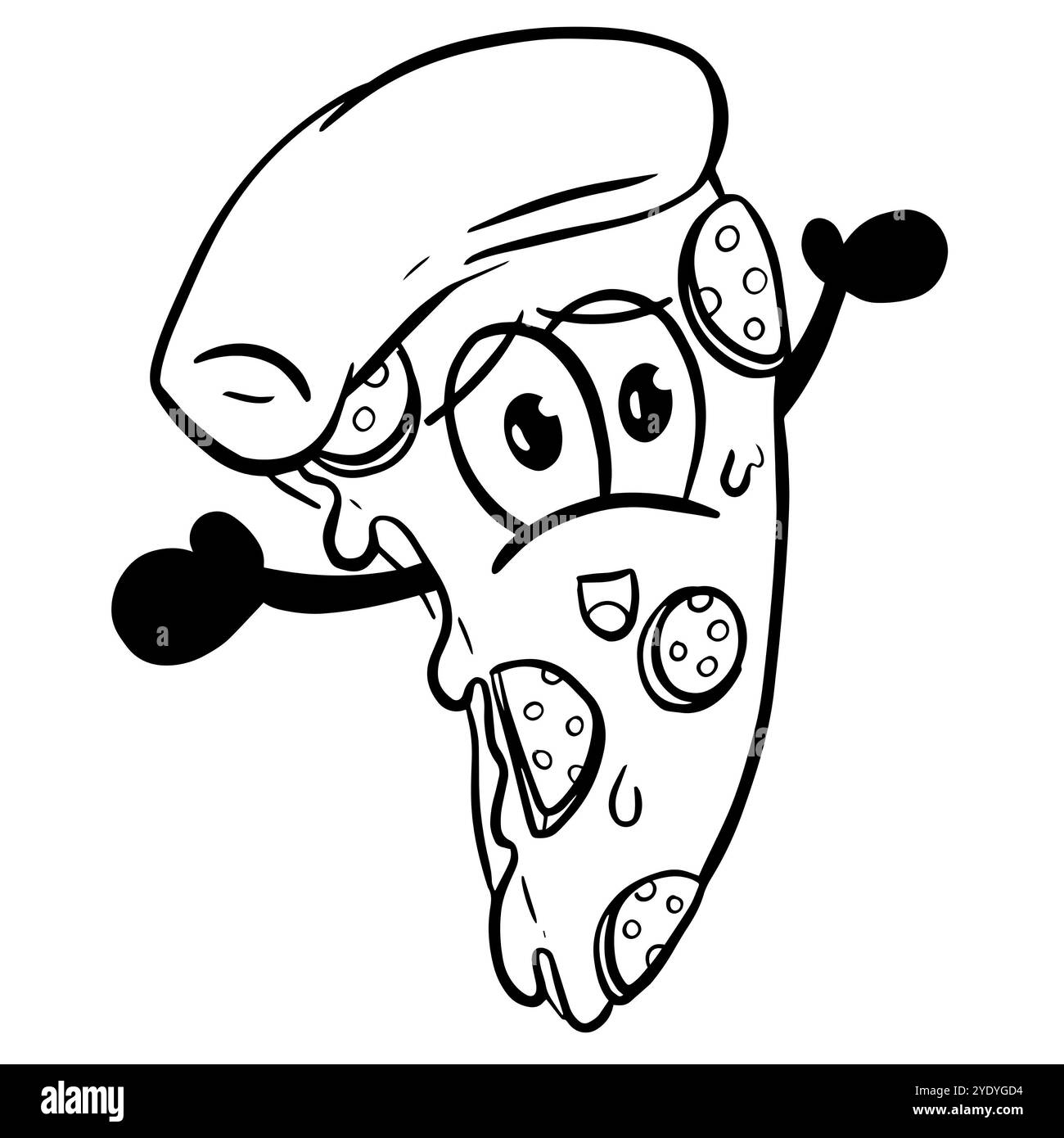 Cartoon Pizza Character Cheese and Pepperoni Slice Illustration Stock ...
