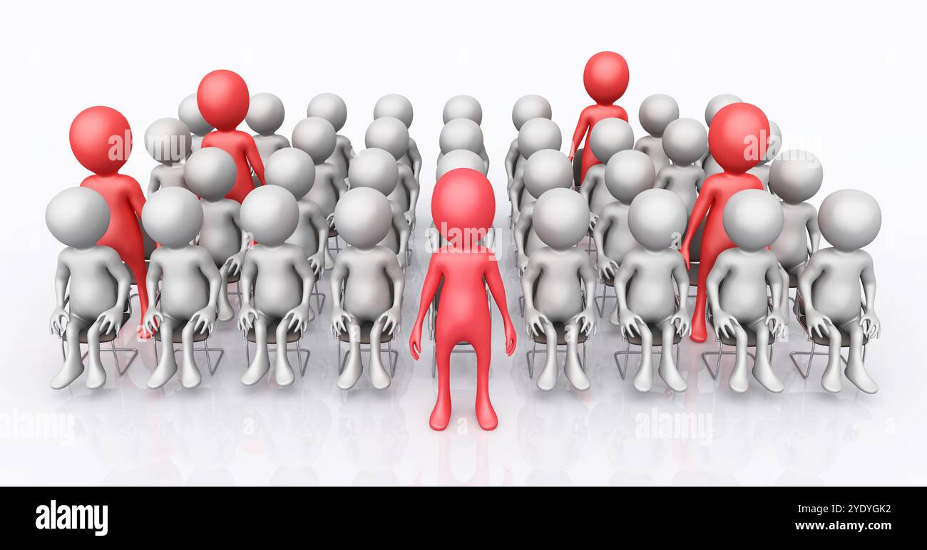 3D figures standing up in a group of sitting 3D figures Stock Photo - Alamy