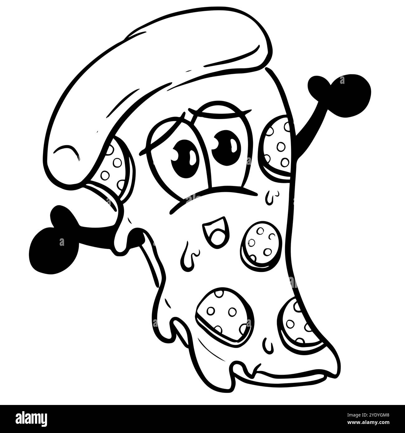 Cartoon Pizza Character Cheese and Pepperoni Slice Illustration Stock ...
