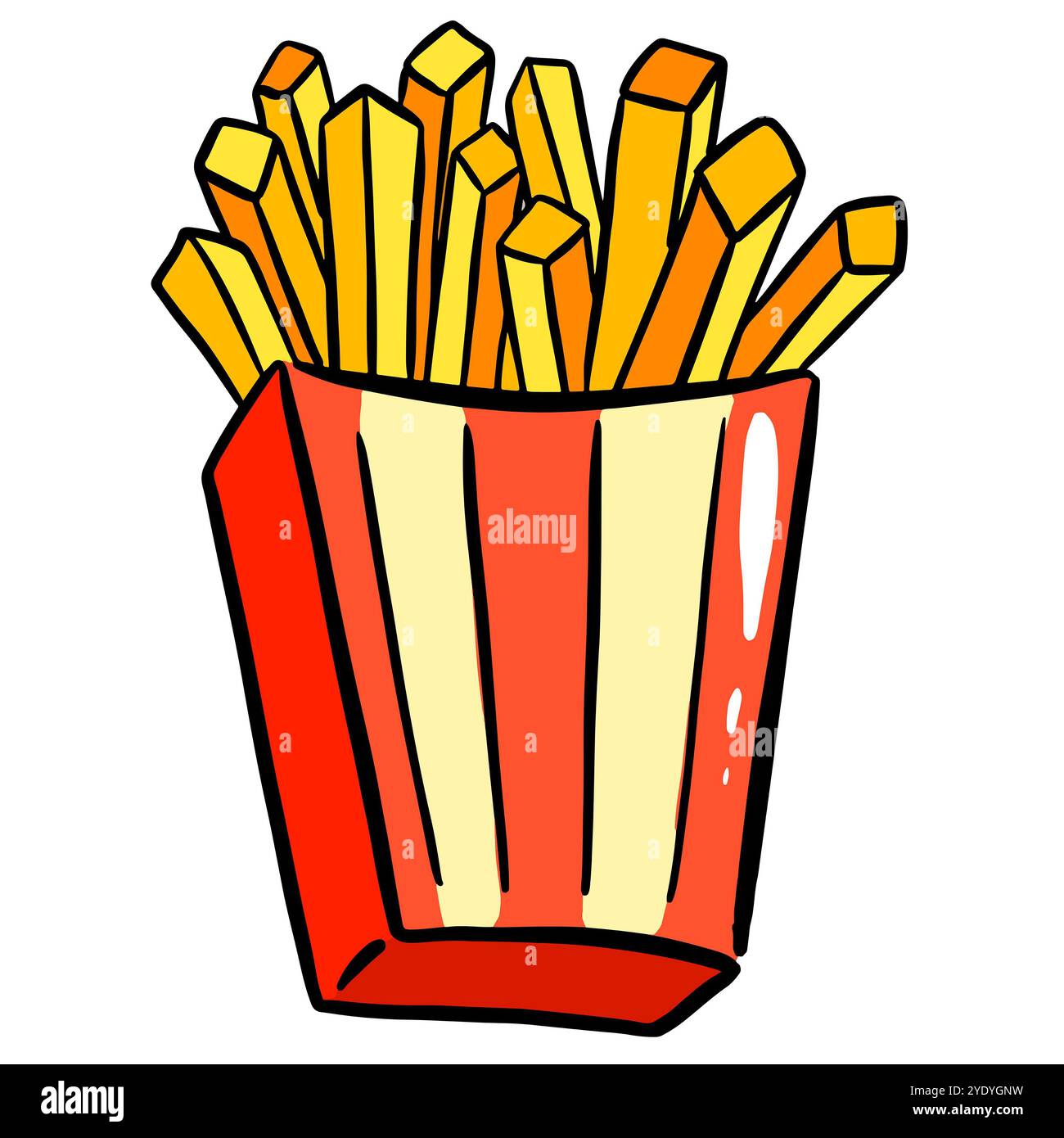 Cartoon Comic Fast Food Fries Chips in Container Illustration Clipart ...