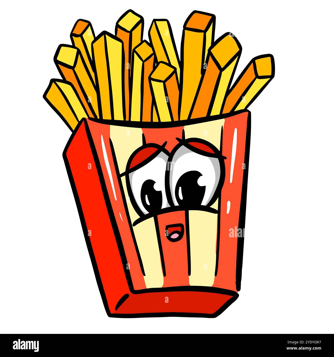 Cartoon Comic Fast Food Fries Chips in Container Illustration Clipart ...