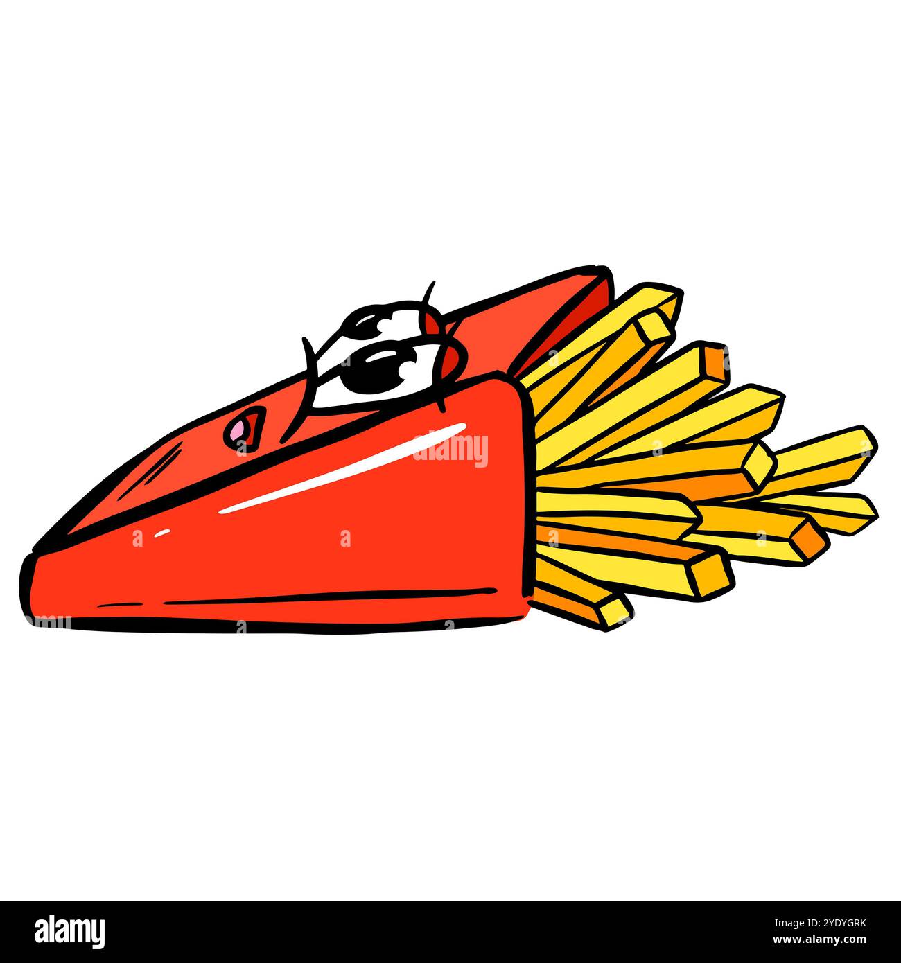 Cartoon Comic Fast Food Fries Chips in Container Illustration Clipart ...