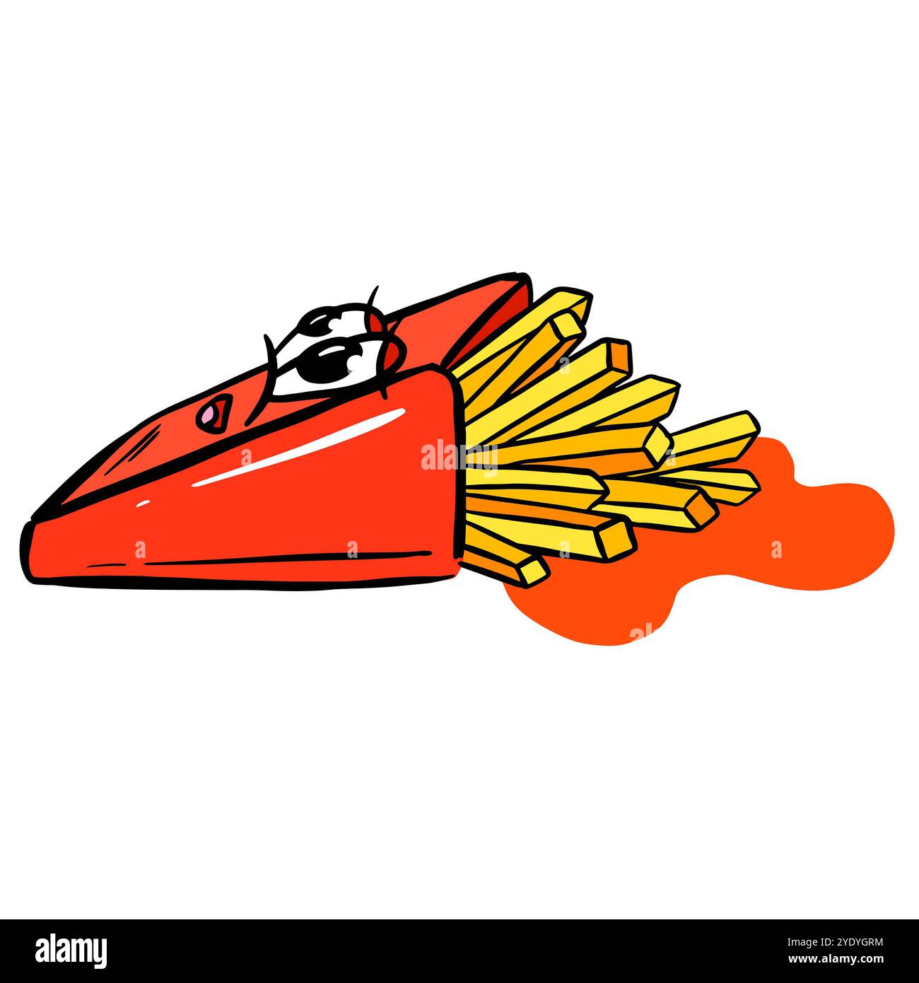 Cartoon Comic Fast Food Fries Chips in Container Illustration Clipart ...