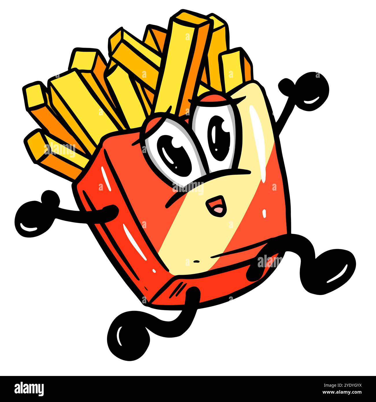 Cartoon Comic Fast Food Fries Chips in Container Illustration Clipart ...