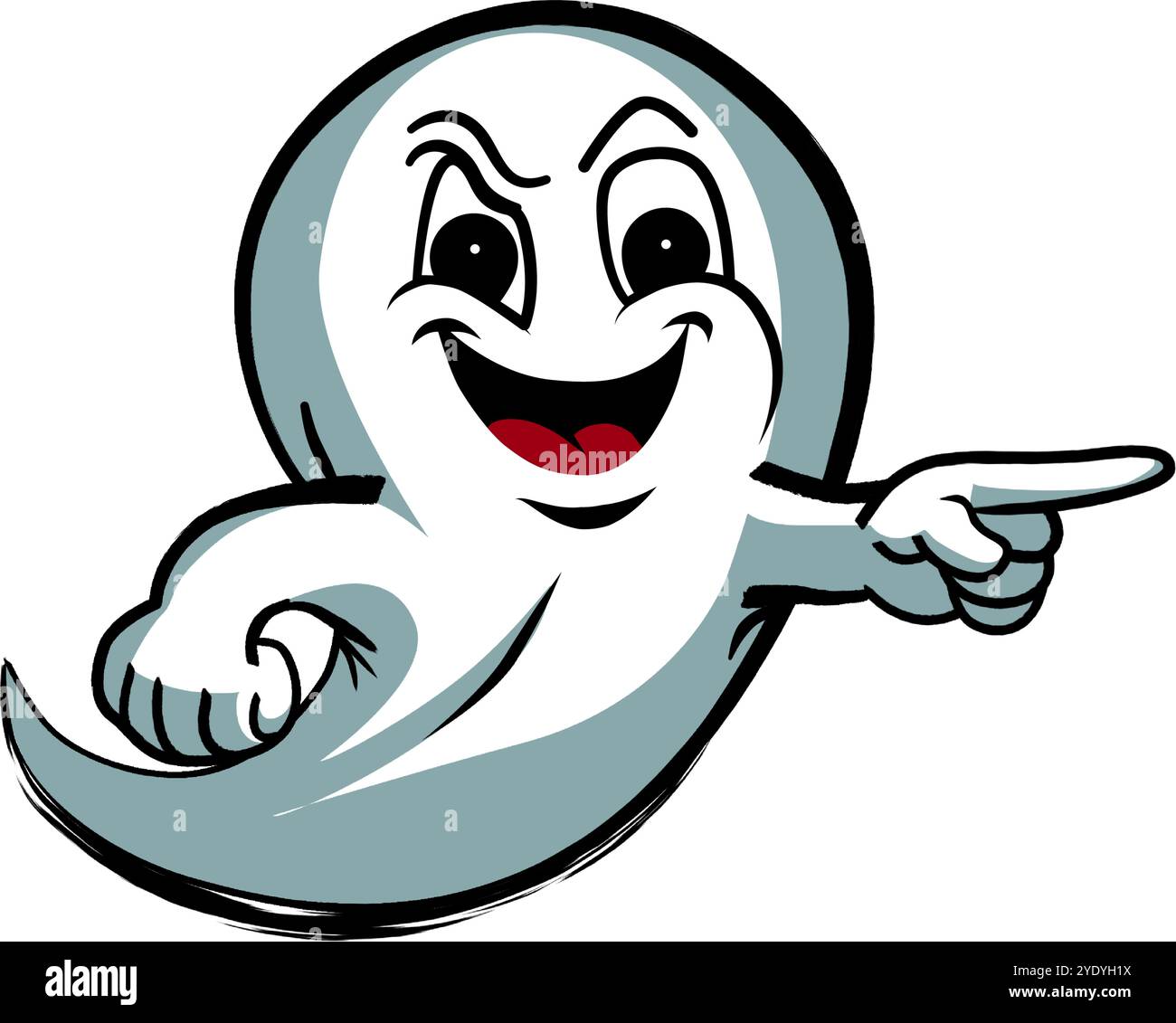 Cute ghost smiling cheekily and pointing in a direction Stock Vector ...