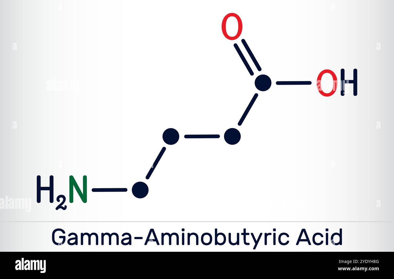 Gamma-aminobutyric acid (GABA) molecule. Chemical structure of ...