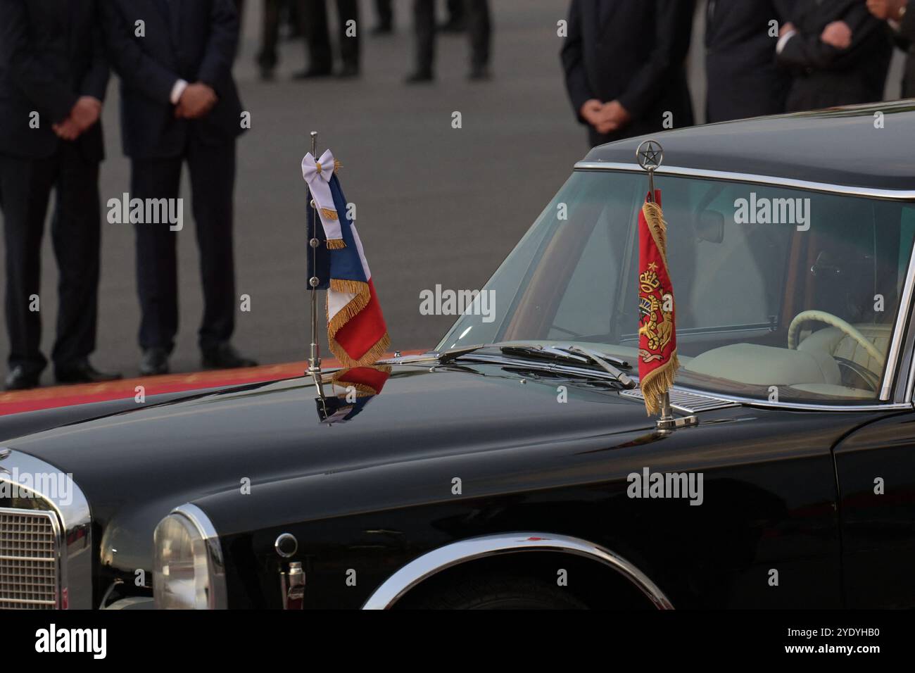 French President Emmanuel Macron's car during official ceremony as ...