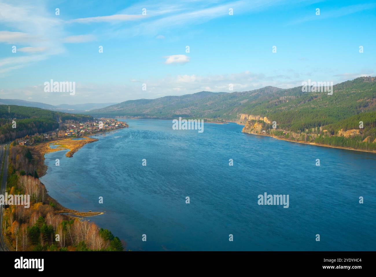 View of the Yenisei River from the observation deck "Tsart Fish Stock ...
