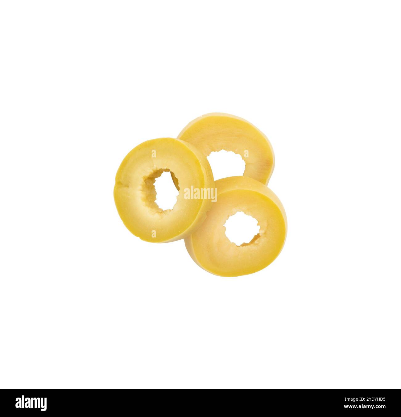 green olive slices isolated on white background with clipping path ...