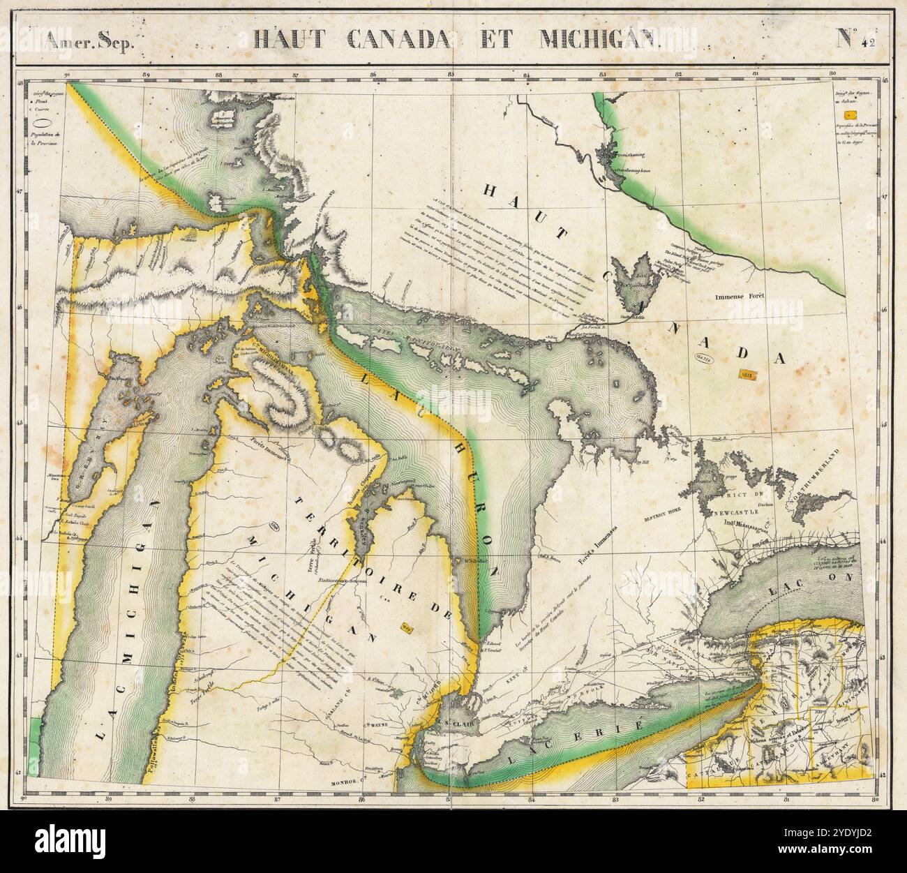 Vintage Digital Detailed Lake Michigan Map Printable Download Stock ...