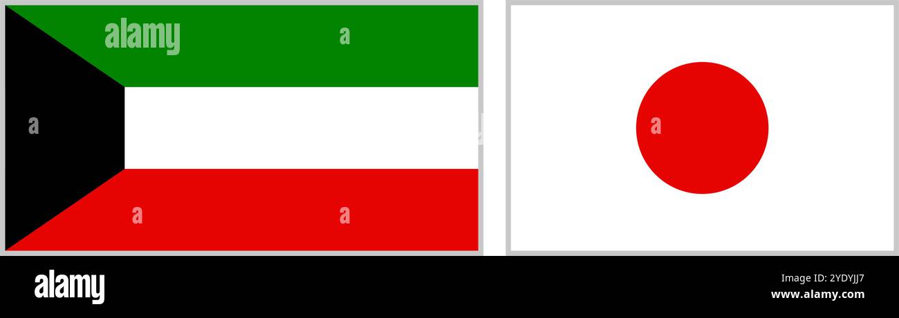 Kuwait flag and Japanese flag icon set. Editable vector Stock Vector ...
