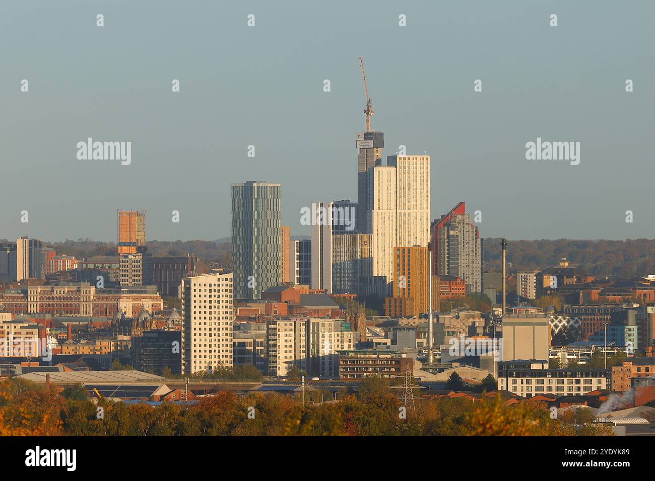 A view of the cluster of tall buildings of the Arnea Quarter in Leeds ...