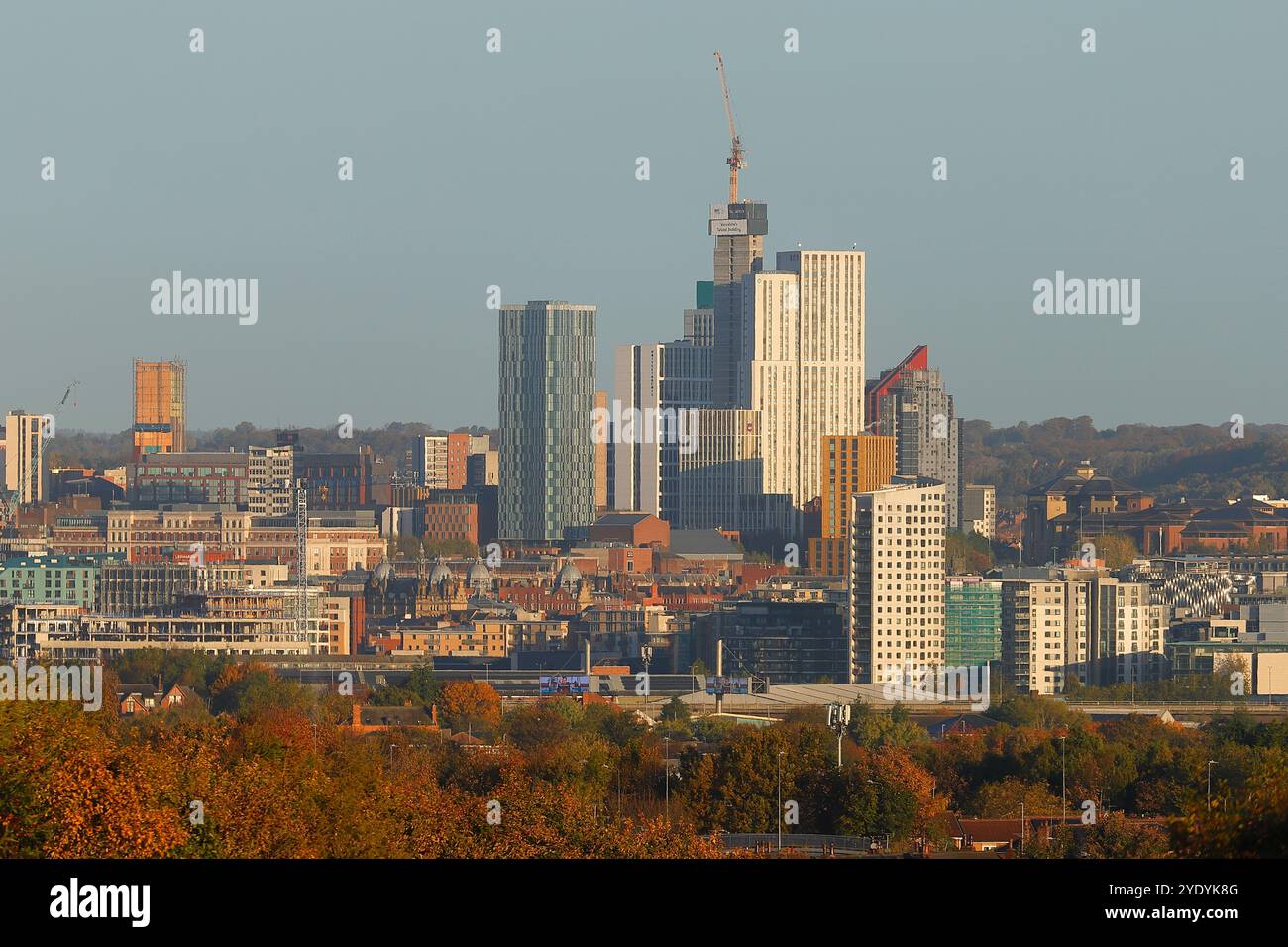 A view of the cluster of tall buildings of the Arnea Quarter in Leeds ...