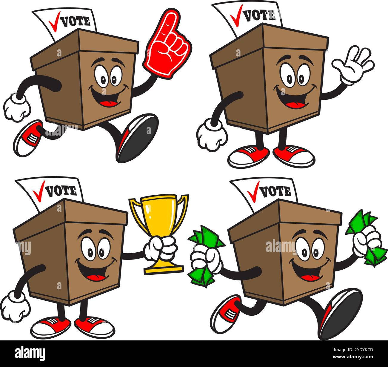 Ballot Box Mascot Set 02, Hand Drawn Vector illustrations, Isolated On ...