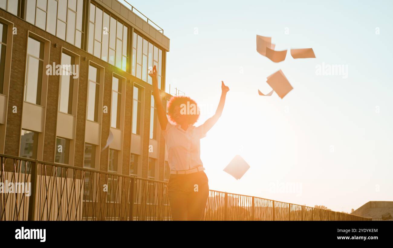 Office lady throwing papers hi-res stock photography and images - Alamy