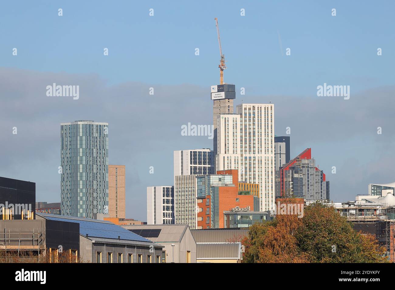 A view of the Arena Quarter cluster of tall buildings in Leeds City ...