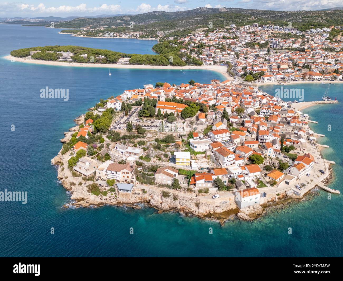 Aerial drone photo of the coastal town and holiday destination of ...