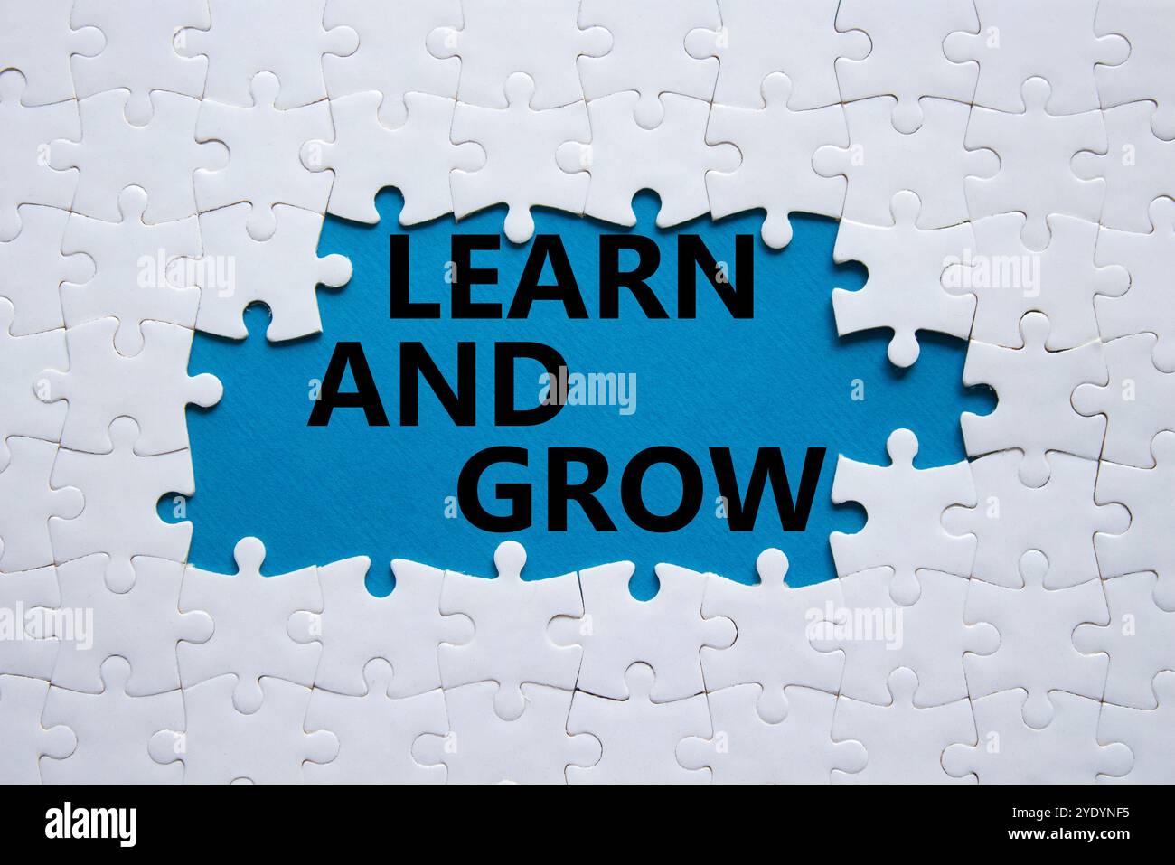 Learn and grow symbol. Concept words Learn and grow on white puzzle ...