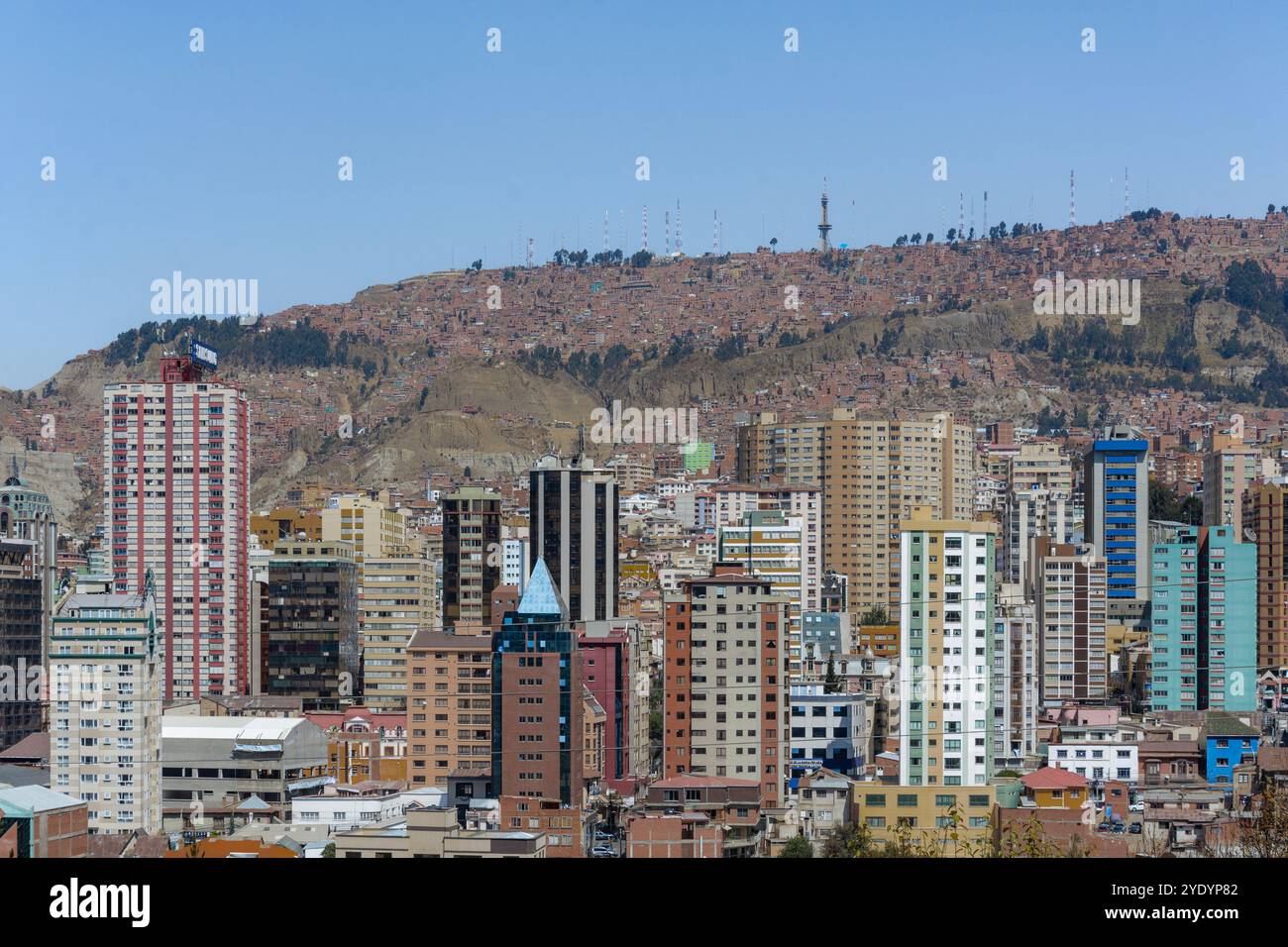 View of modern buildings of Sopocachi neighborhood in La Paz with ...