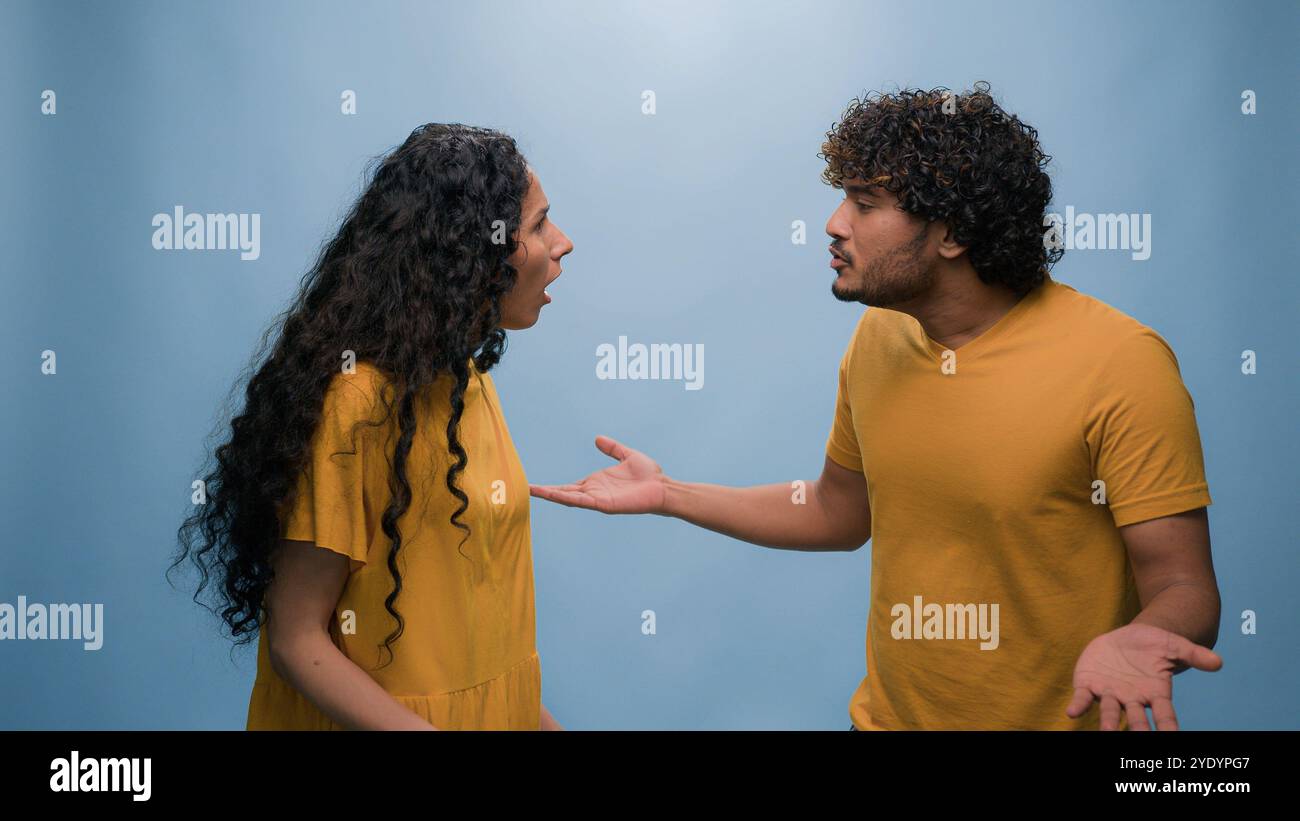 Multiracial couple quarrel offended Arabian Indian man husband argue ...