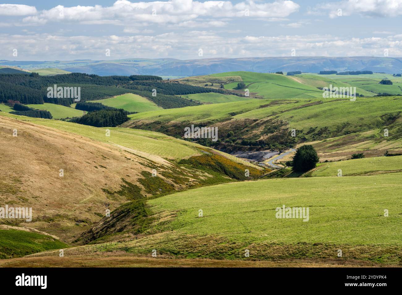 The rolling uplands of the Cambrian Mountains at Dylife in Powys, Mid ...