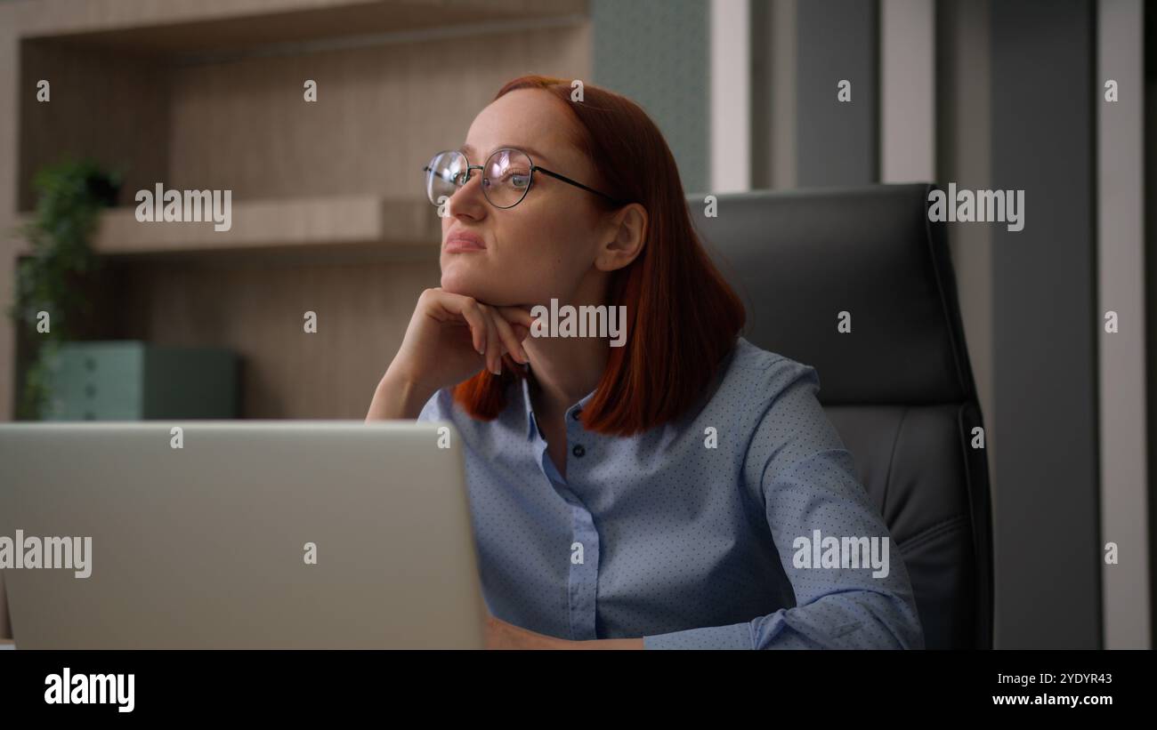 Lazy boring female manager at company corporate workplace unmotivated ...