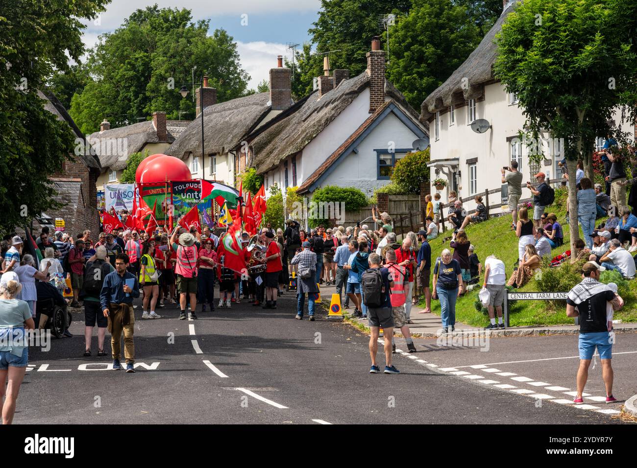 Trade union activists march through the Dorset village of Tolpuddle ...