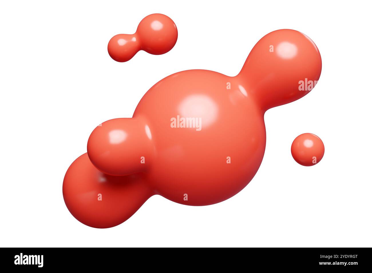 Red abstract liquid metaball shape. 3d render illustration of fluid ...