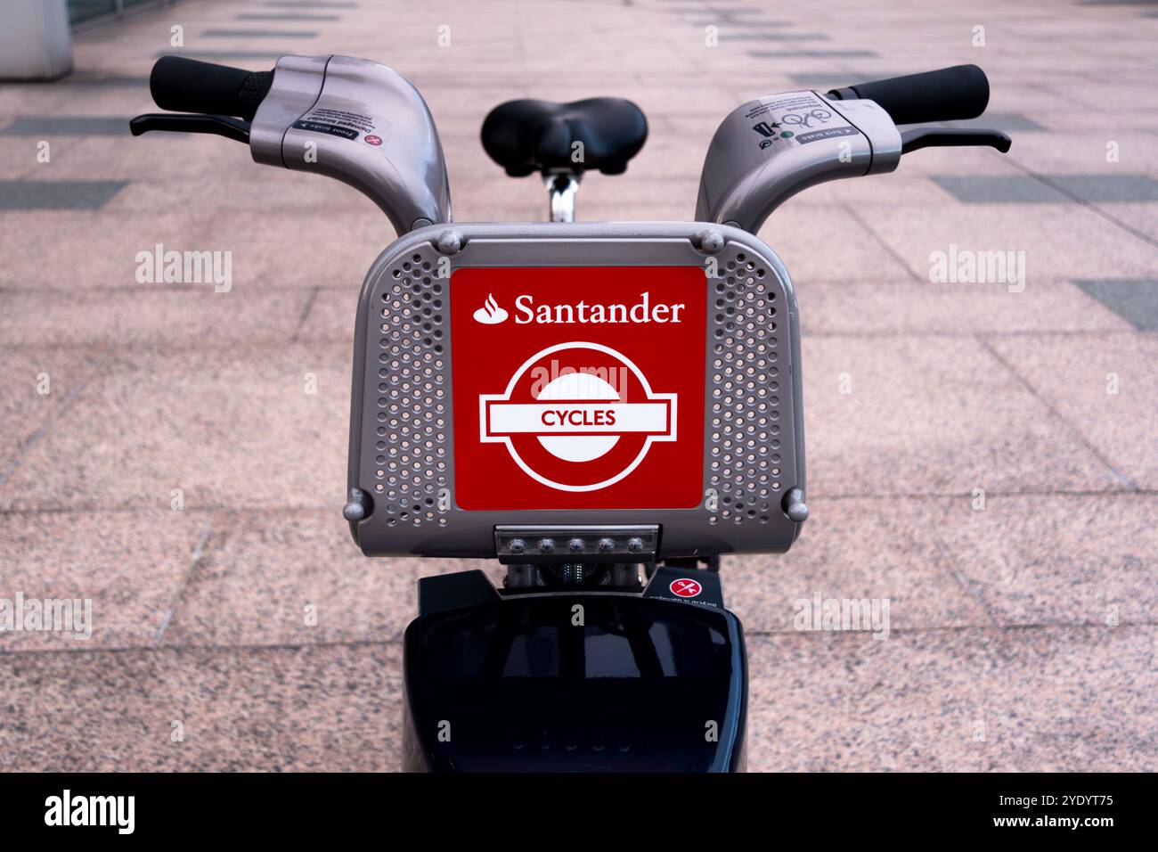 Front of a Santander Cycles TFL (Transport for London) bicycle, parked ...