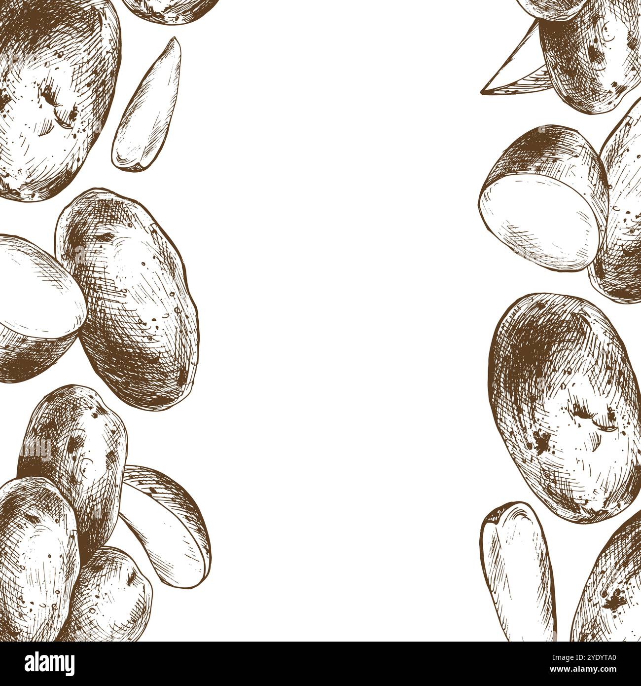 Potatoes whole, half, cut, peeled and wedges square frame template ...