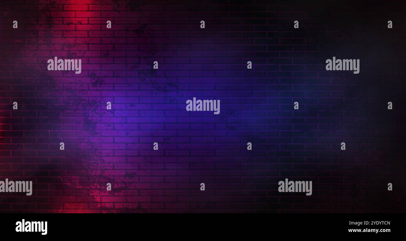 Neon Brick Wall Background. Brickwall pattern with a cyber lightning ...