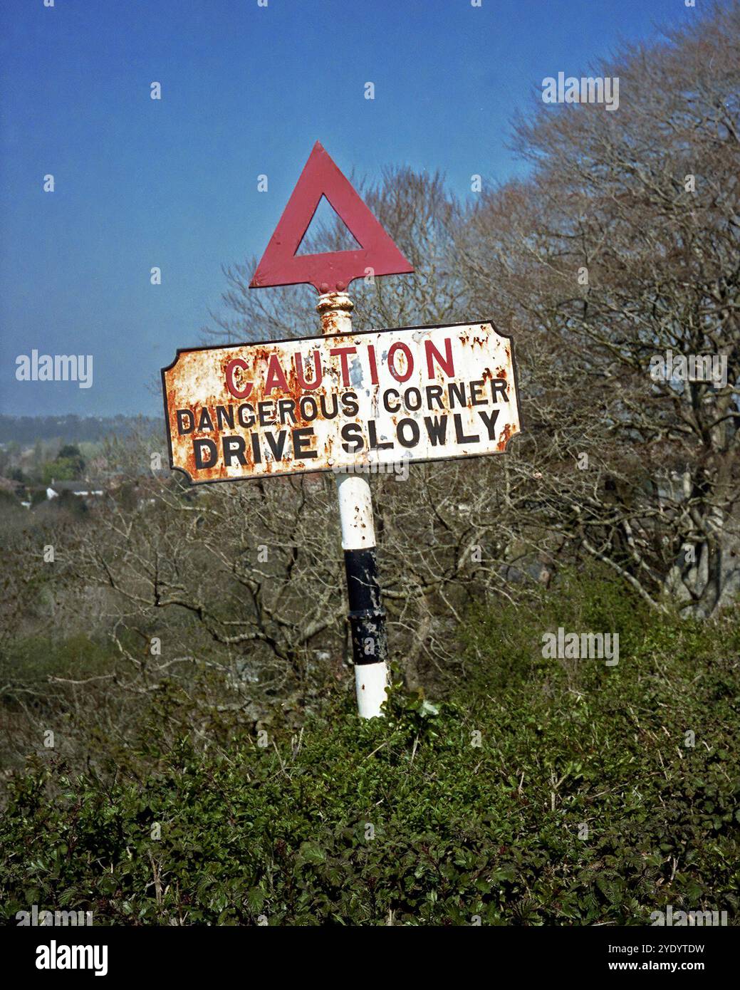 road traffic sign, vintage, 1950's Stock Photo - Alamy