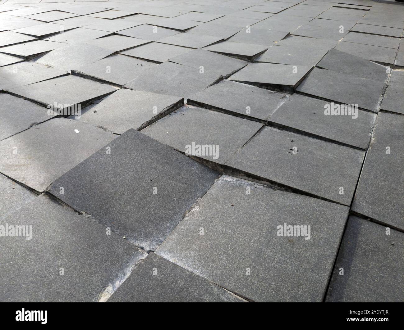 Sloped paving slabs due to improper styling Stock Photo - Alamy