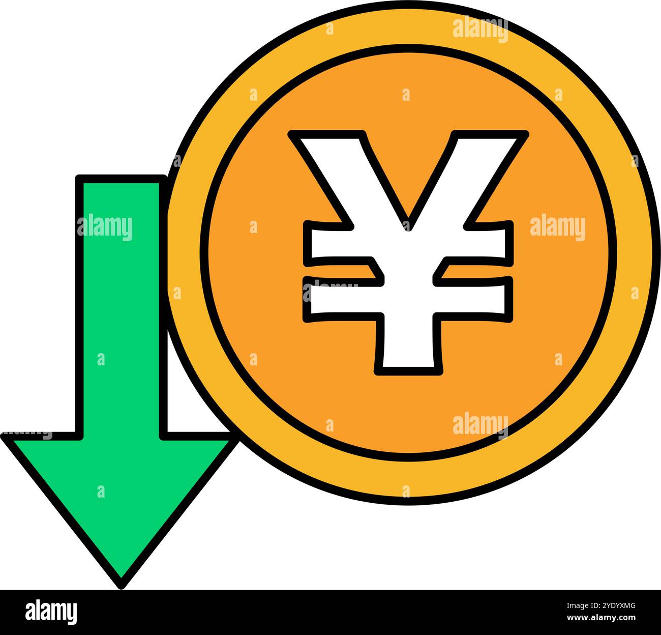 Falling value of the Japanese Yen Icon. Japanese yen weakening. Editable vector Stock Vector ...