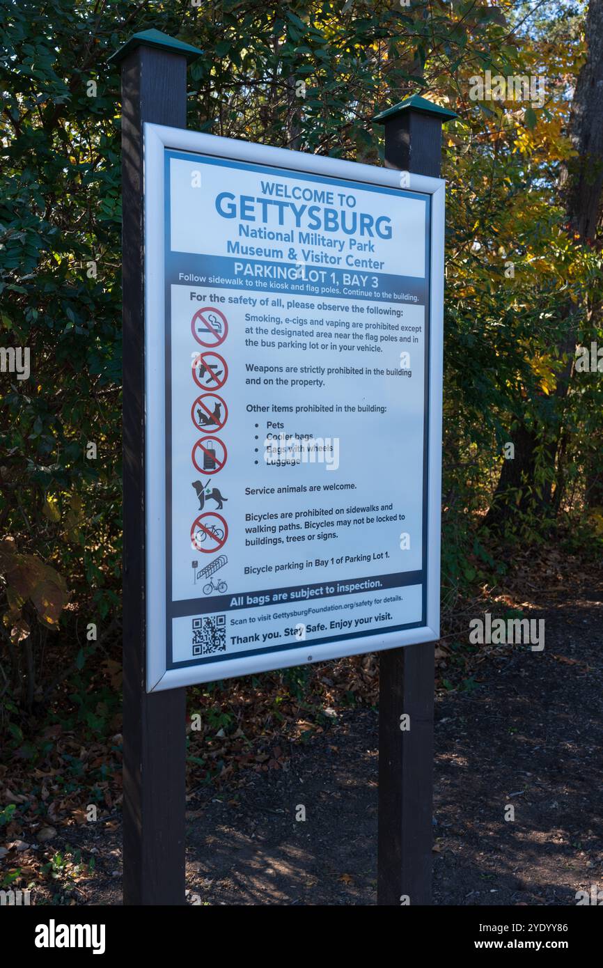 Gettysburg, PA, USA – October 19, 2024: Signs at the Gettysburg ...