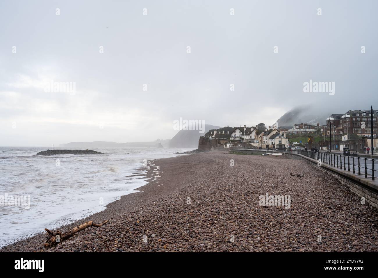 Bad weather blows over Sidmouth seafront on Devon's Jurassic Coast ...