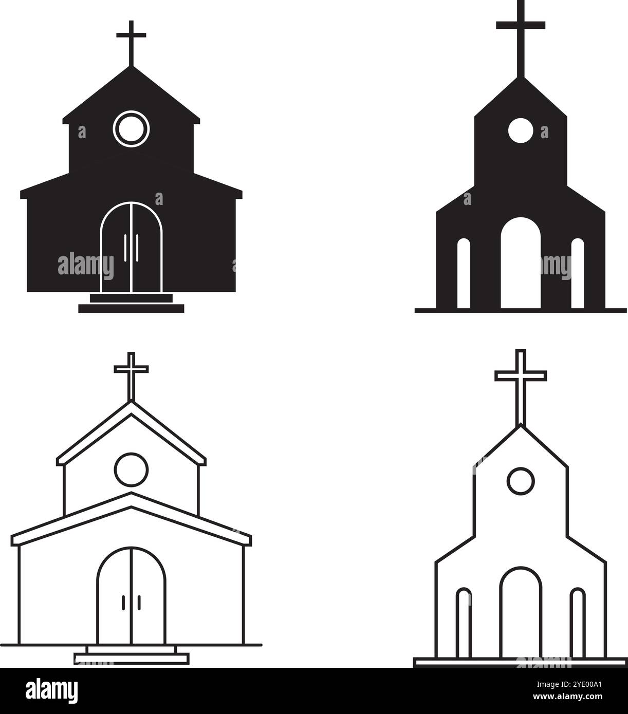 Cathedral church line icon Black and White Stock Photos & Images - Alamy