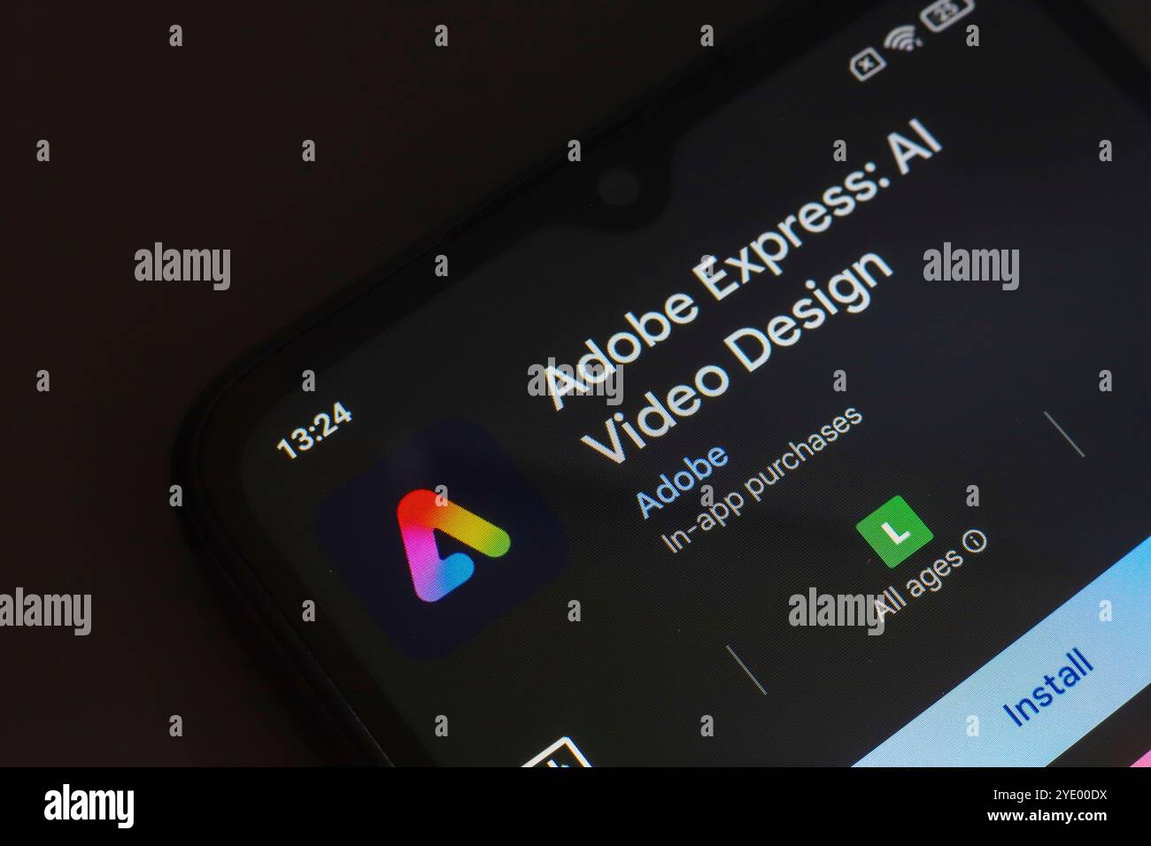 October 28, 2024, Brazil. In this photo illustration, the Adobe Express: AI Video Design app ...