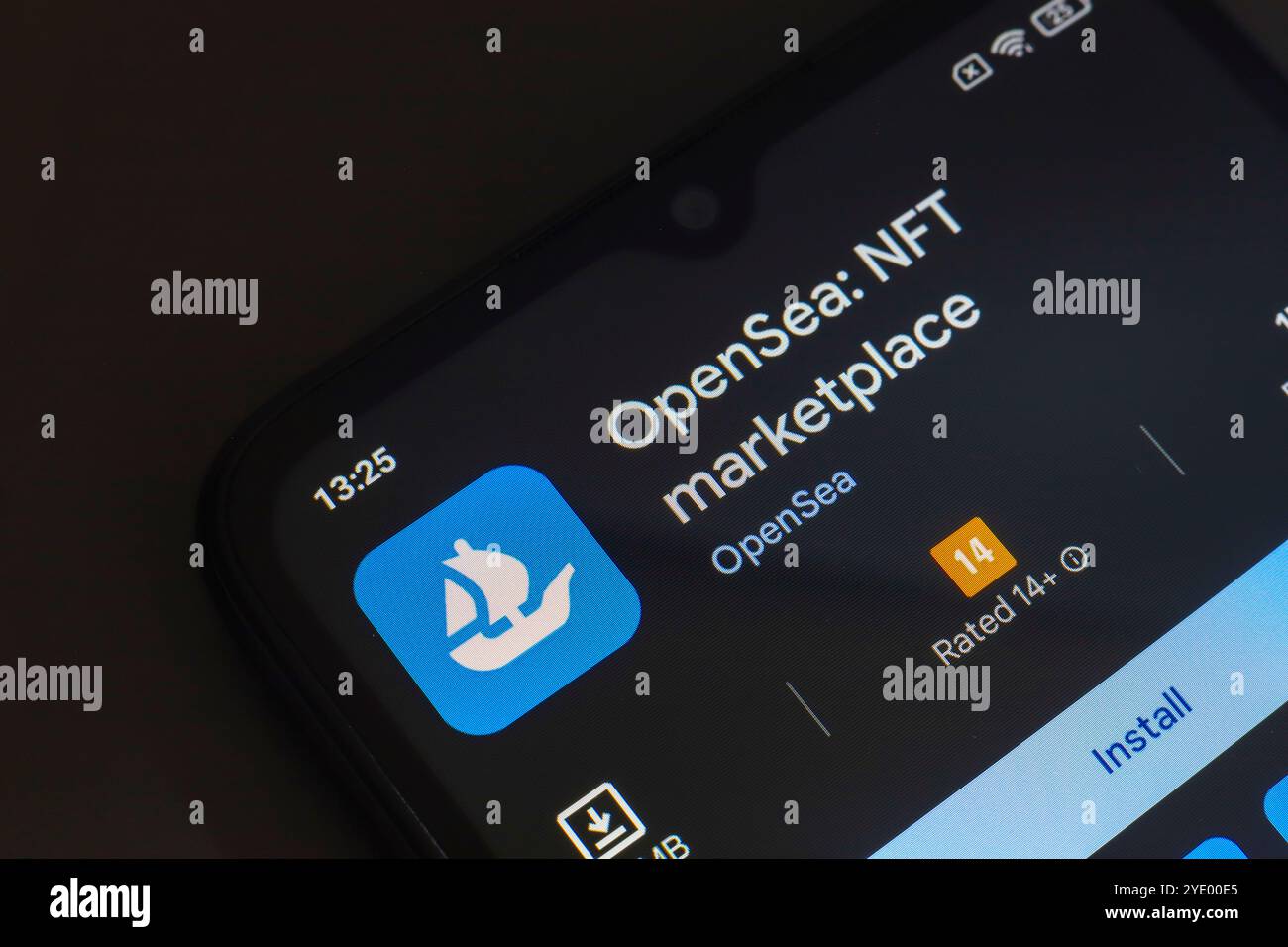 October 28, 2024, Brazil. In this photo illustration, the OpenSea app logo is displayed on a ...