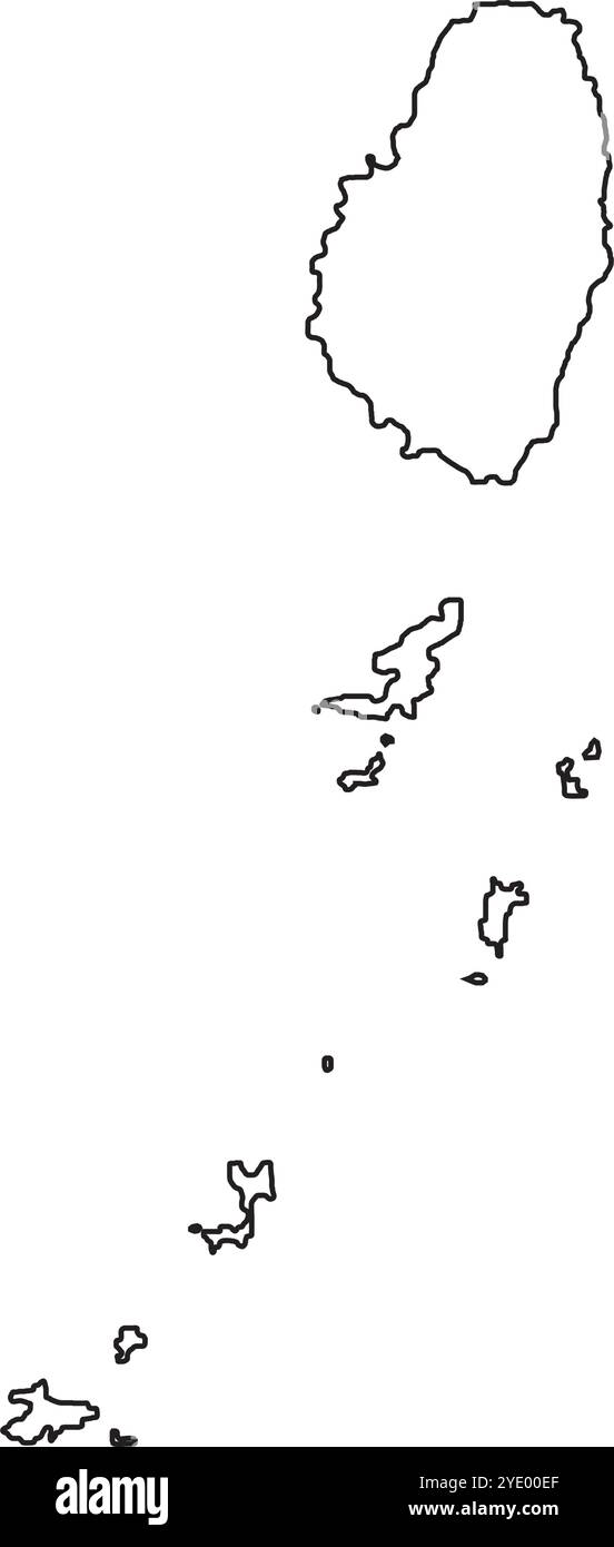 Vector map of saint vincent and the grenadines Black and White Stock ...